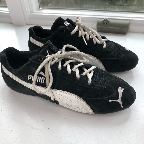 Puma | Shoes | Vintage Puma Y2k Black White Suede Cat Sneakers 75 ...
